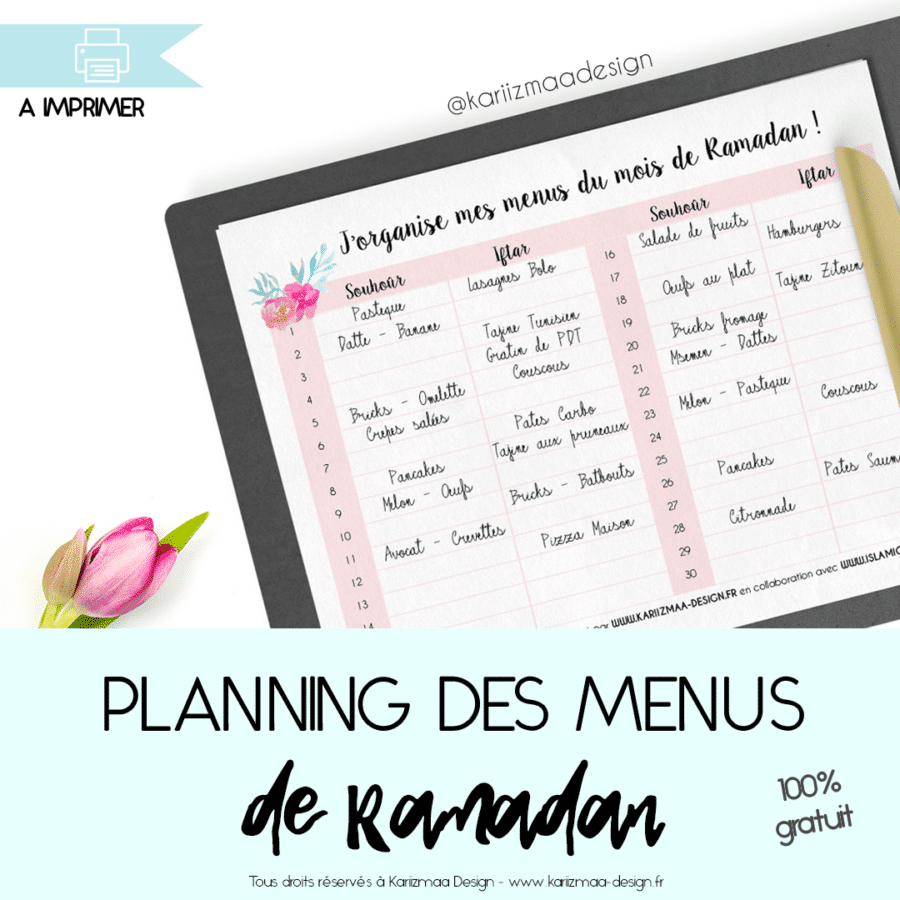 Téléchargez 2 plannings repas pour Ramadan ! – Kariizmaa Design